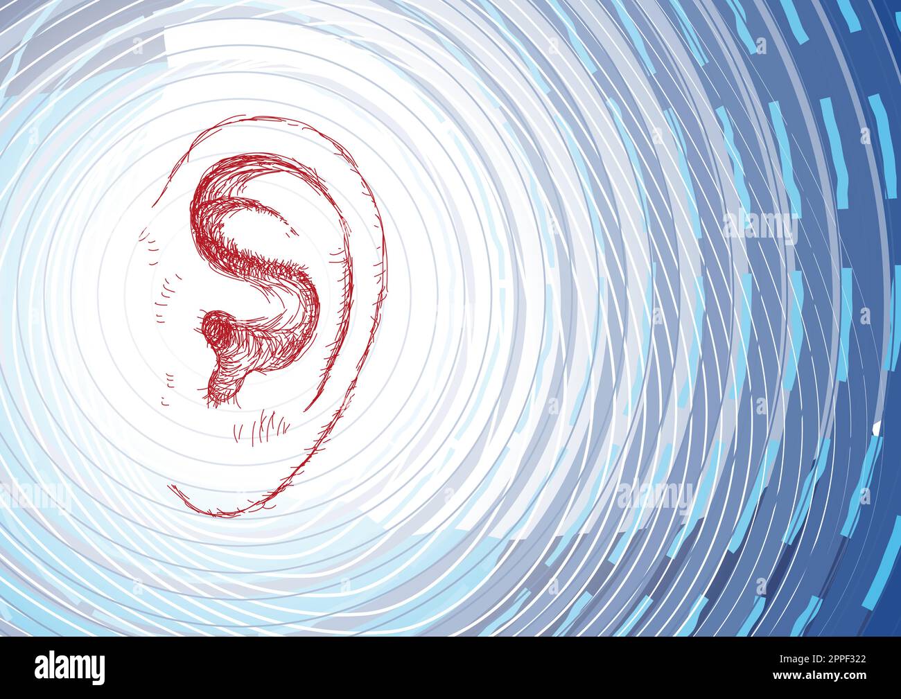 Drawing of ear and sound waves, vector illustration Stock Vector Image ...