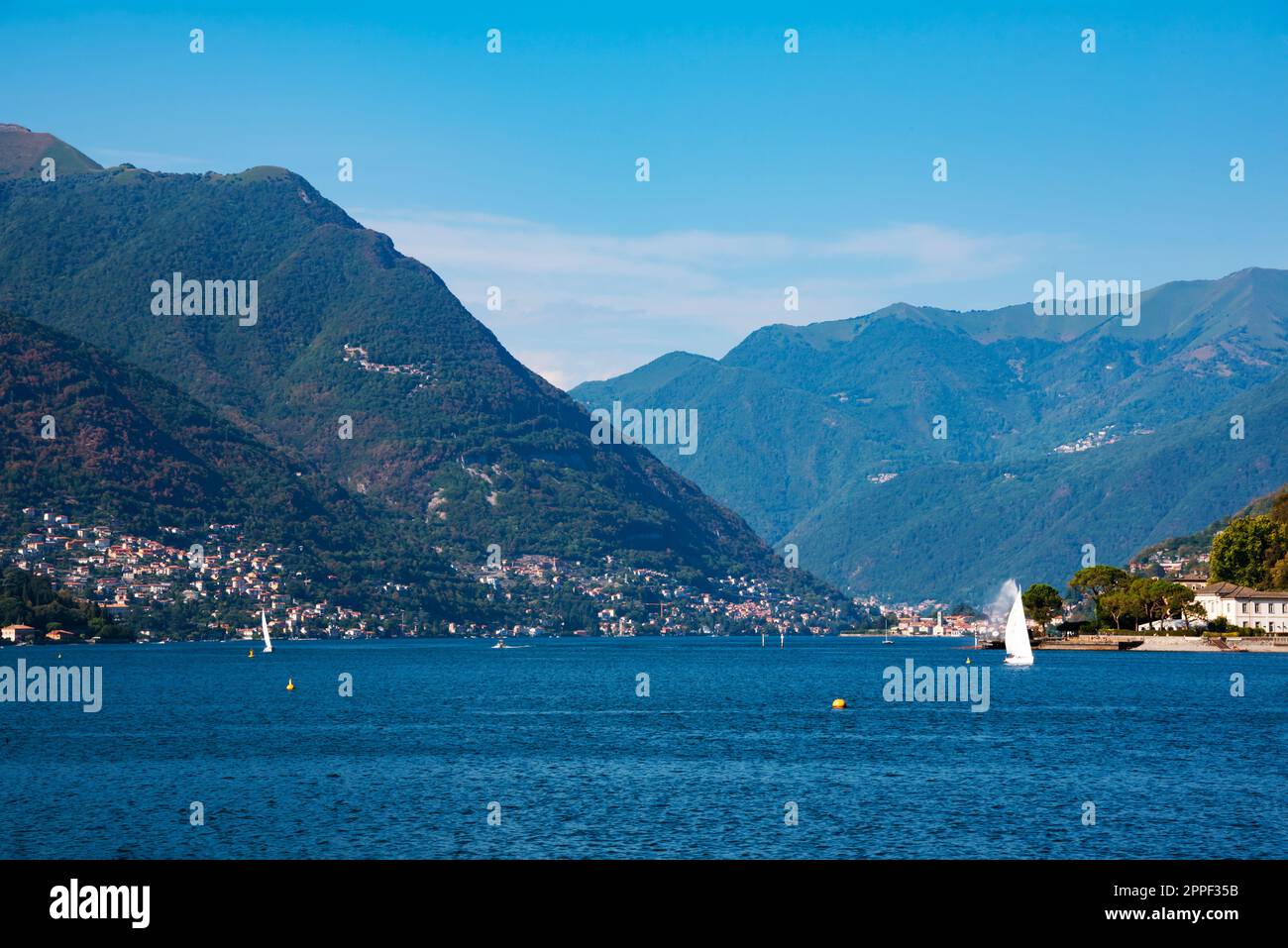 Lake Como. Natural landscape with mountains by lake Stock Photo - Alamy