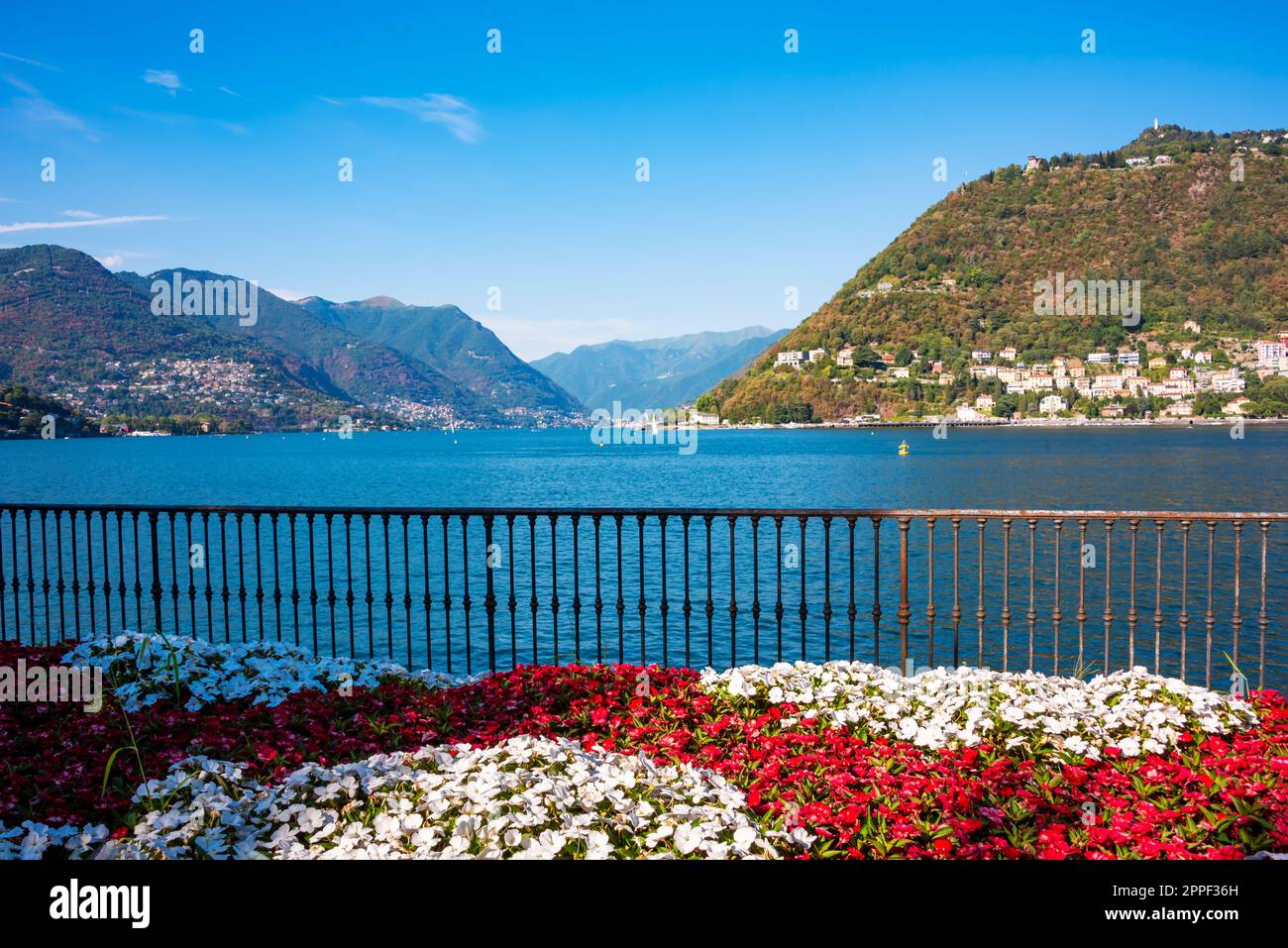 Lake Como. Natural landscape with mountains by lake Stock Photo - Alamy
