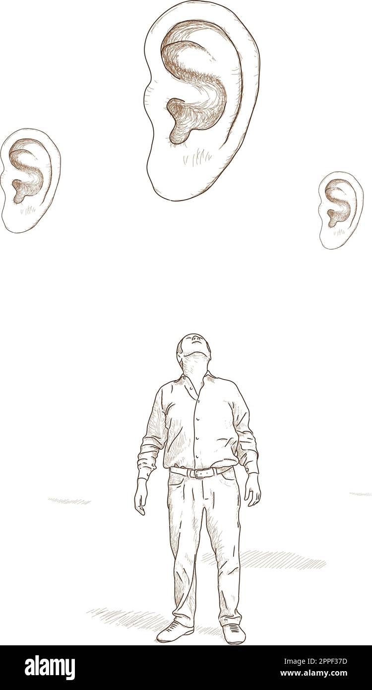 Drawing of ears and man, vector illustration Stock Vector Image & Art ...