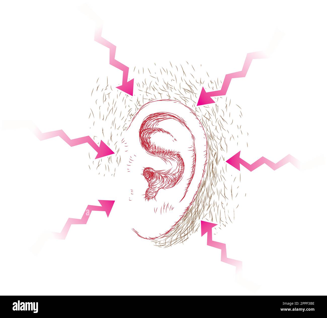 Drawing of ear and sound waves, vector illustration Stock Vector Image ...