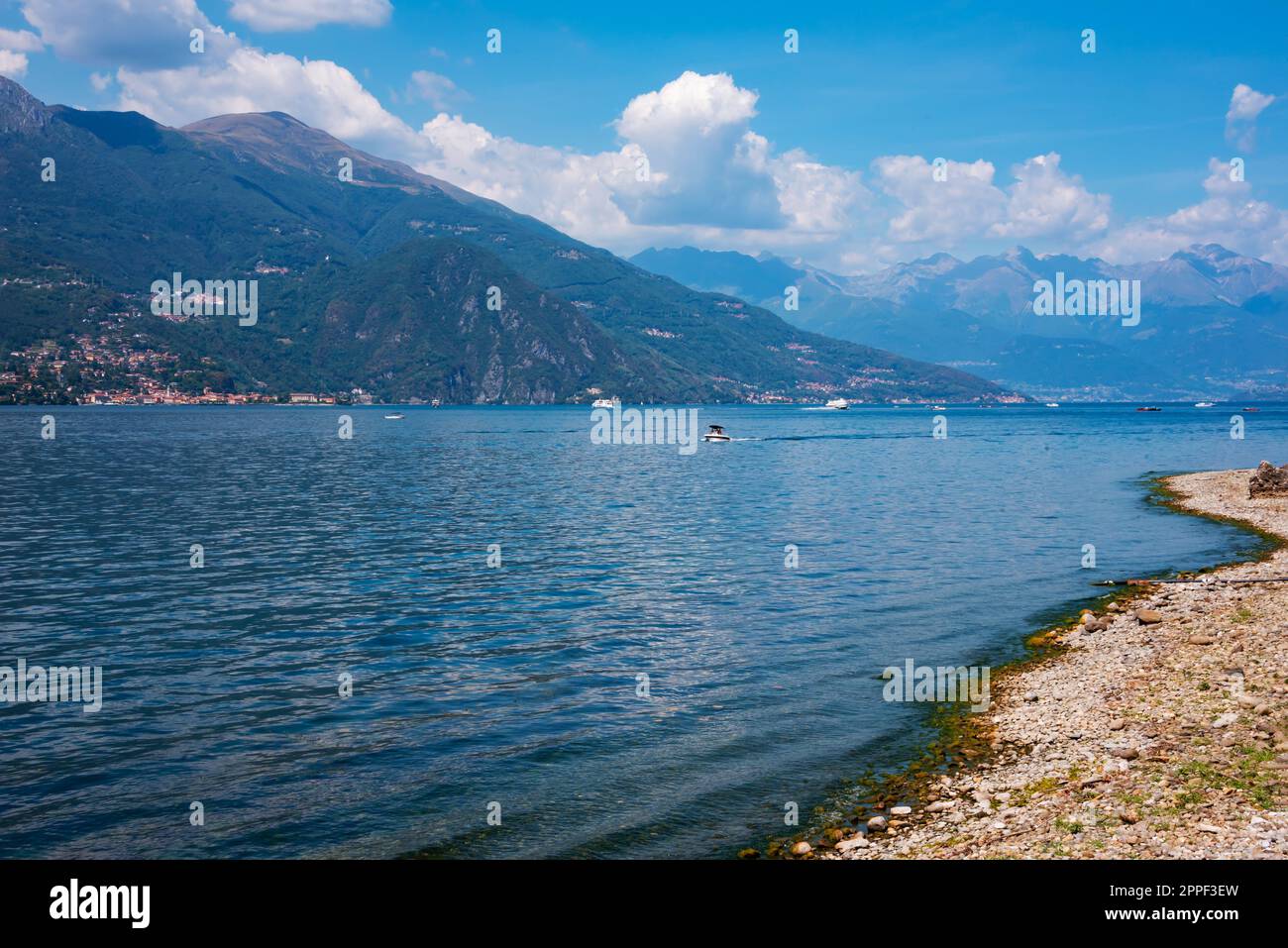 Lake Como. Natural landscape with mountains by lake Stock Photo - Alamy