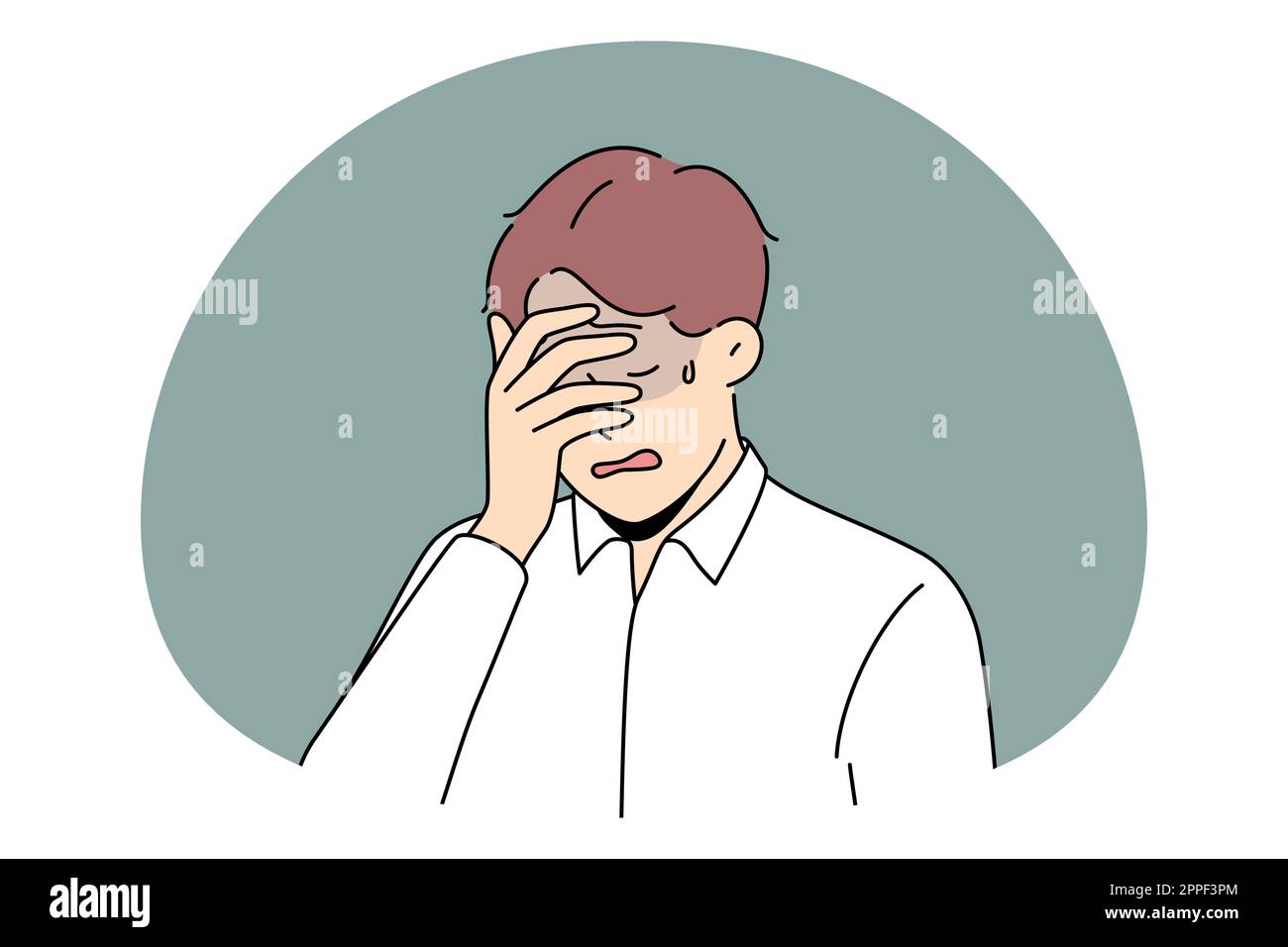 Grief crying and depression concept. Portrait of sad disappointed man ...