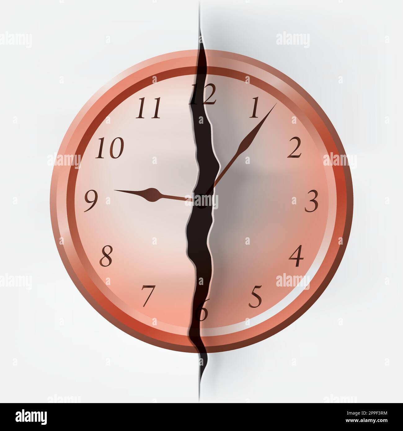 Illustration with a clock on a torn paper, vector illustration Stock ...