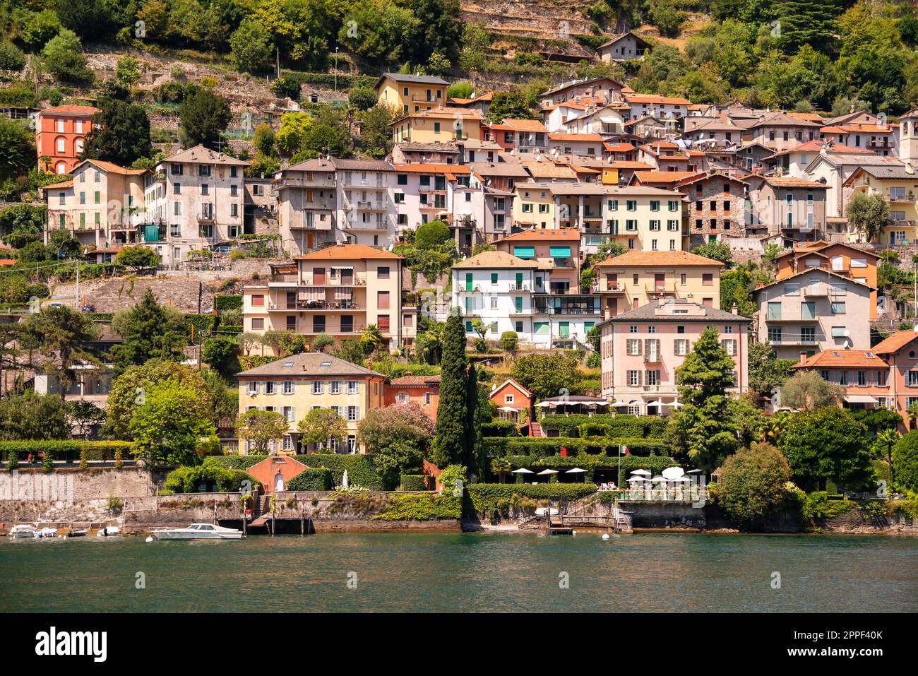 Lake Como. Natural landscape with mountains by lake Stock Photo - Alamy