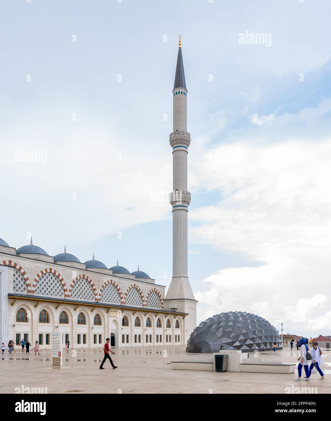 Istanbul, Turkey - August 31 2022: Minaret of Grand Camlia Mosque, or ...