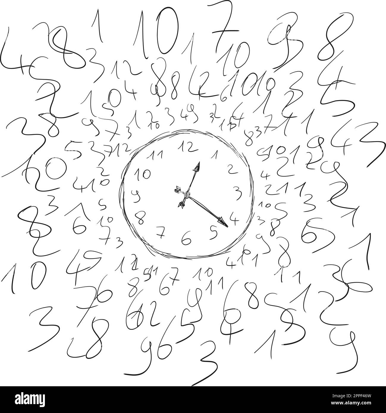 Alarm clock cartoon illustration Black and White Stock Photos & Images ...