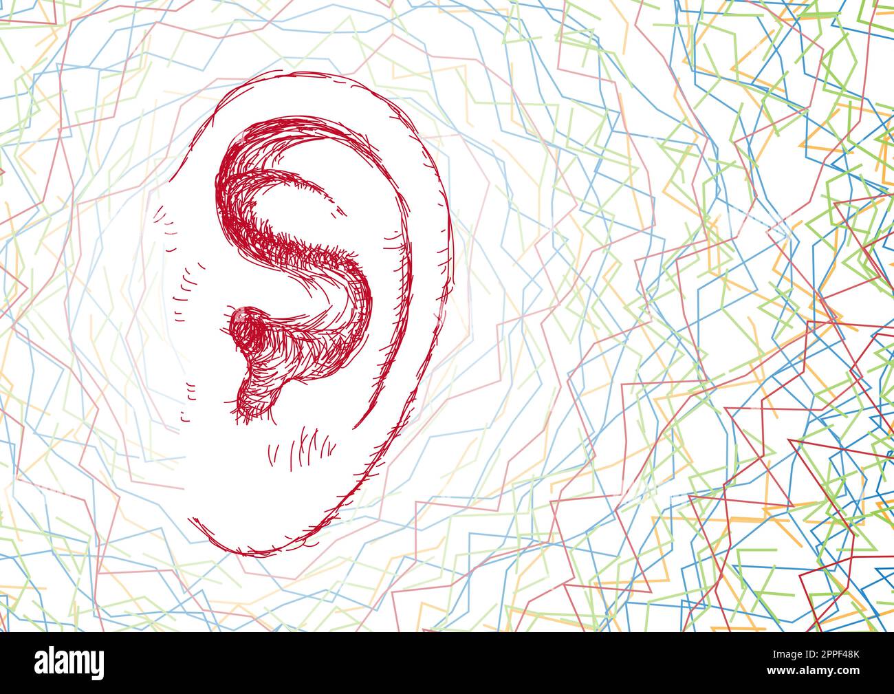 Drawing of ear and sound waves - Drawing Of Ear And Sound Waves Vector ...