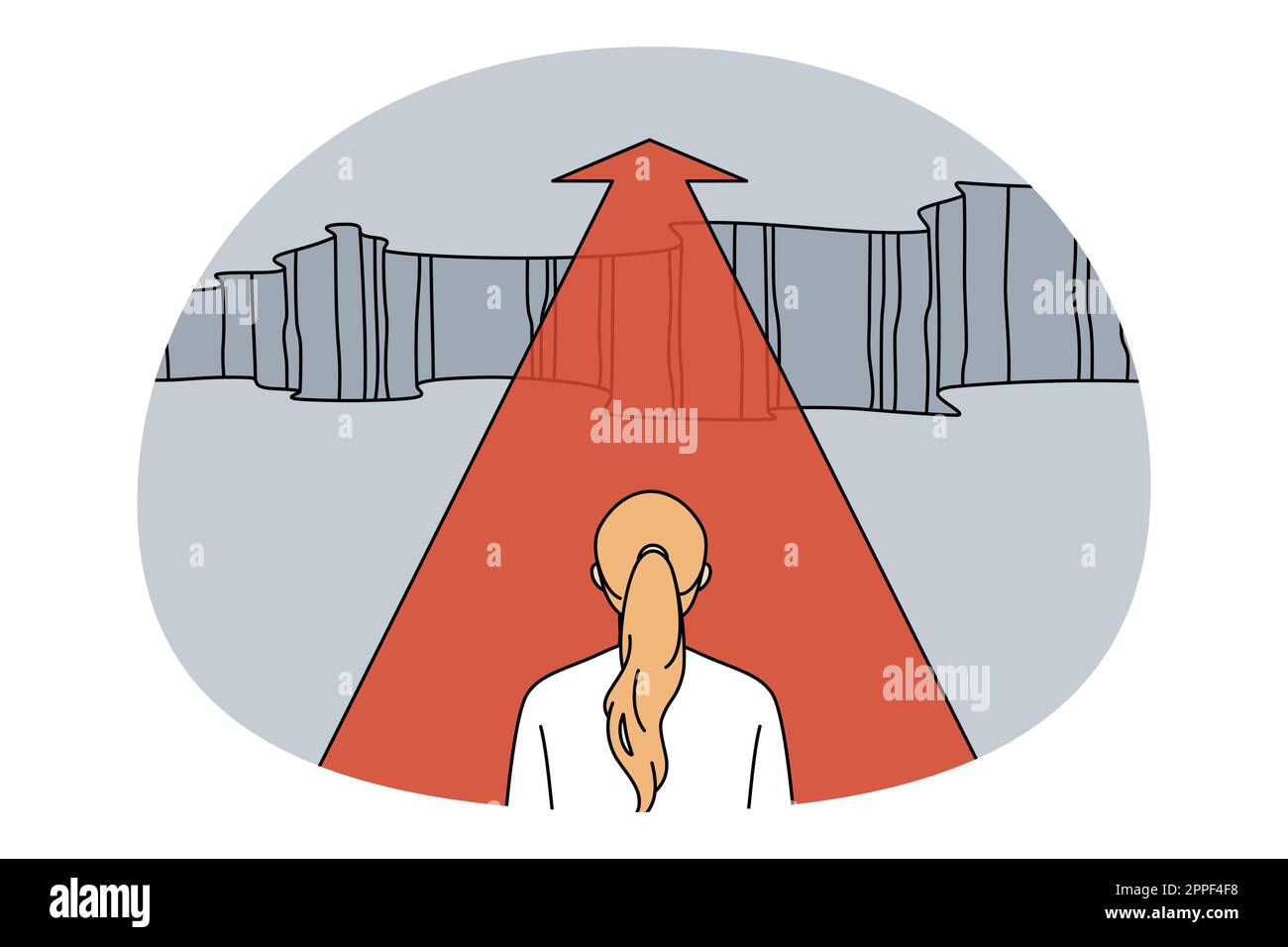 Business development and success concept. Businesswoman standing ...