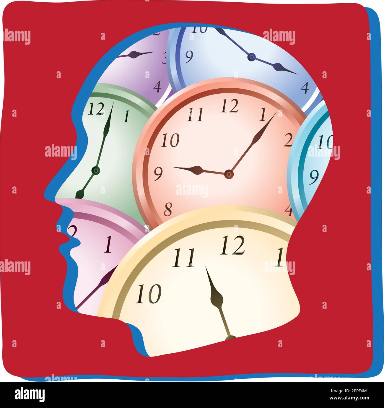 Person with watches on his head, vector illustration Stock Vector Image ...