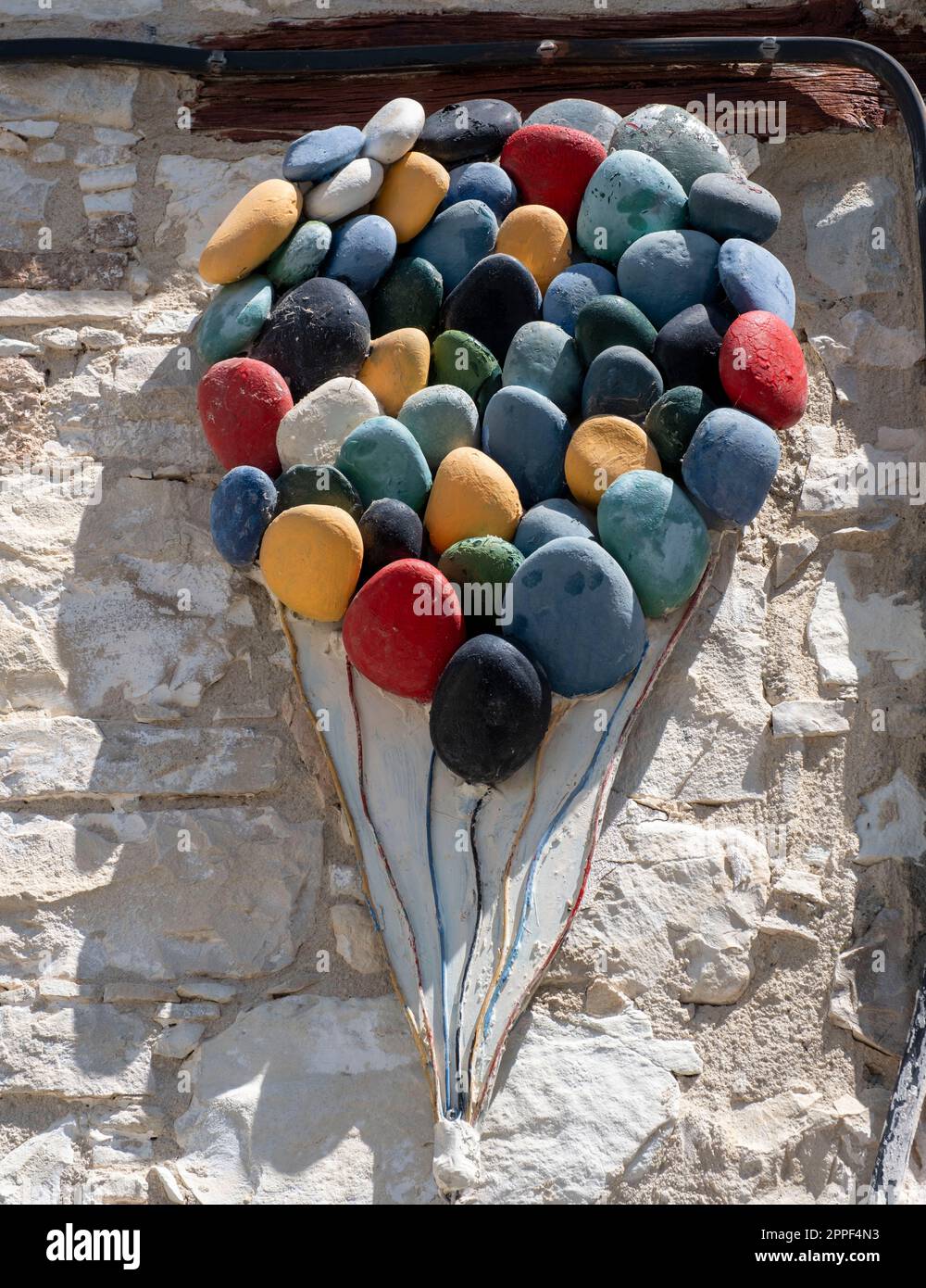 Artwork outside a traditional Cypriot house in Lania village, Limassol ...