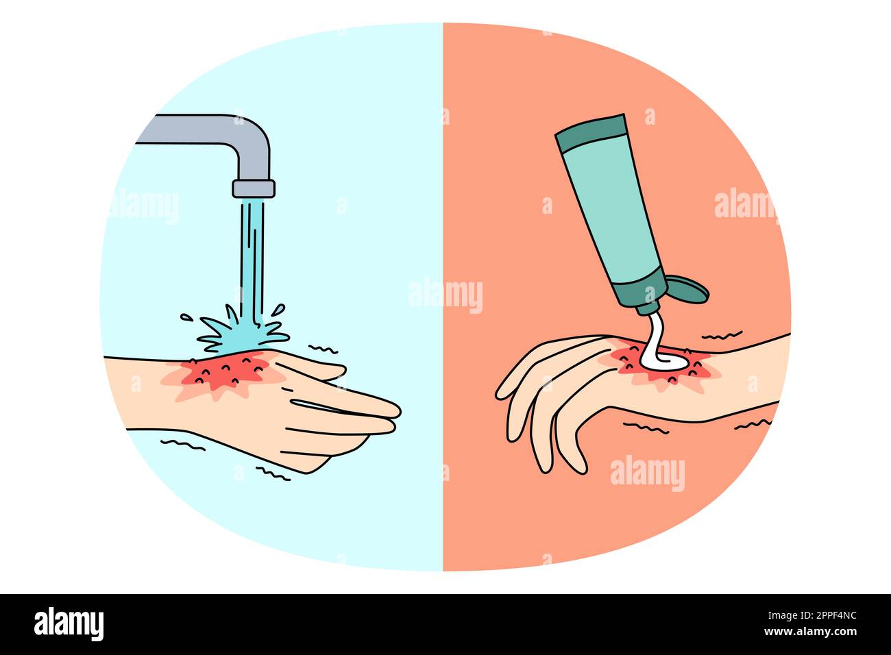 Hygiene and cleaning hands concept. Human hand applying cream and ...
