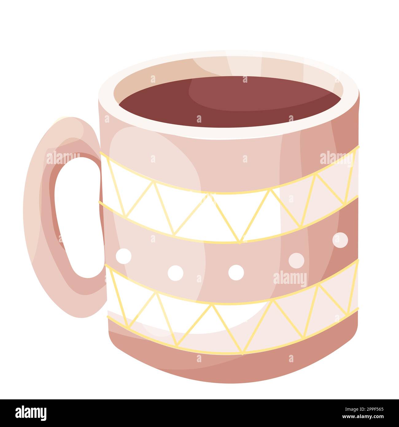 Tea cup, porcelain mug scandinavian style decotated with dots cartoon ...