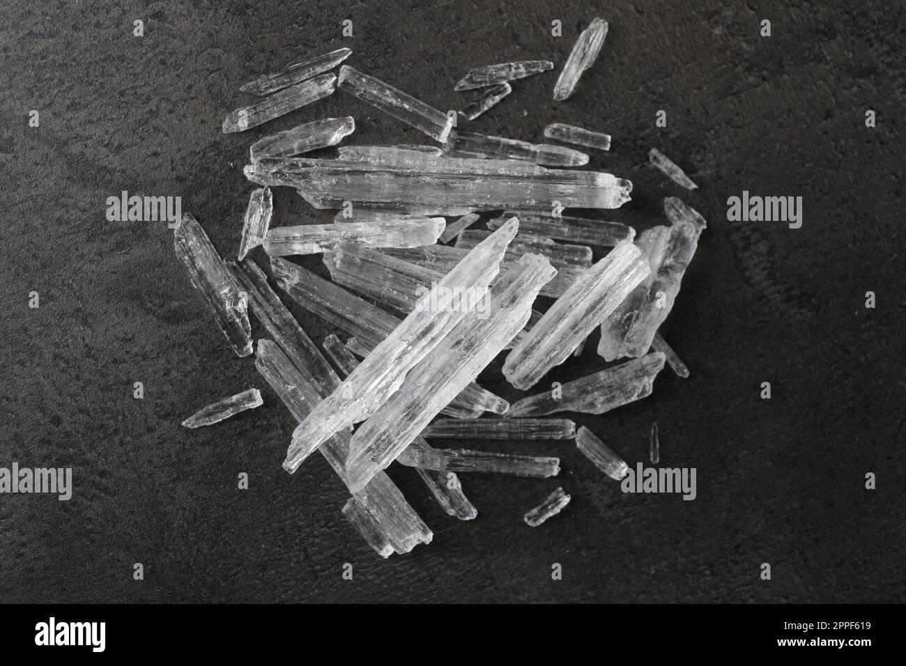 Menthol crystals on grey background, flat lay Stock Photo - Alamy