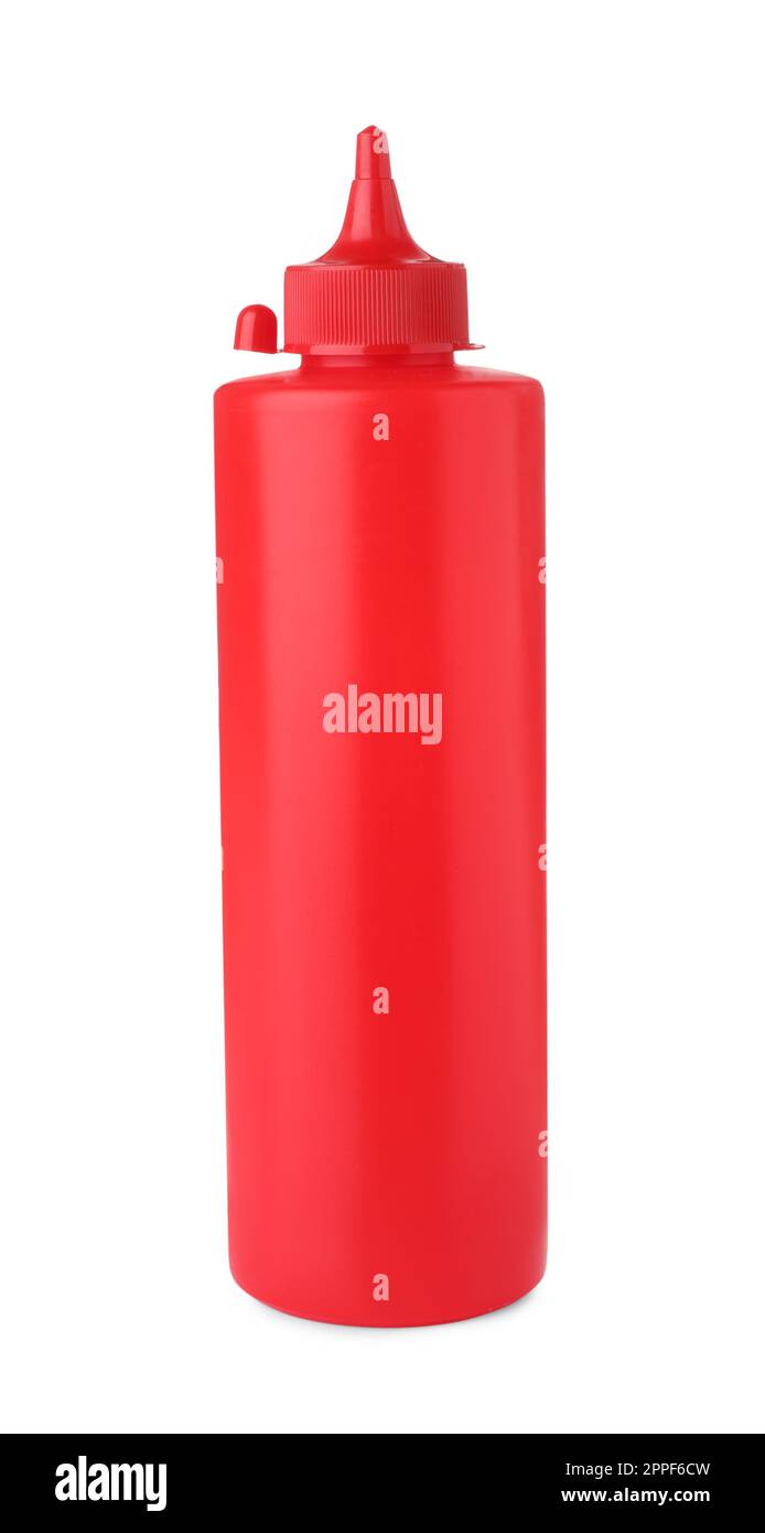 Plastic bottle of tasty ketchup isolated on white Stock Photo - Alamy