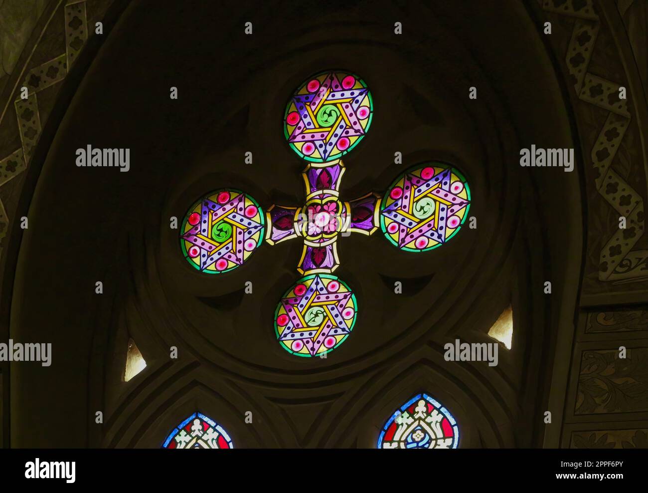 Stained glass window cross Comillas Pontifical University higher ...