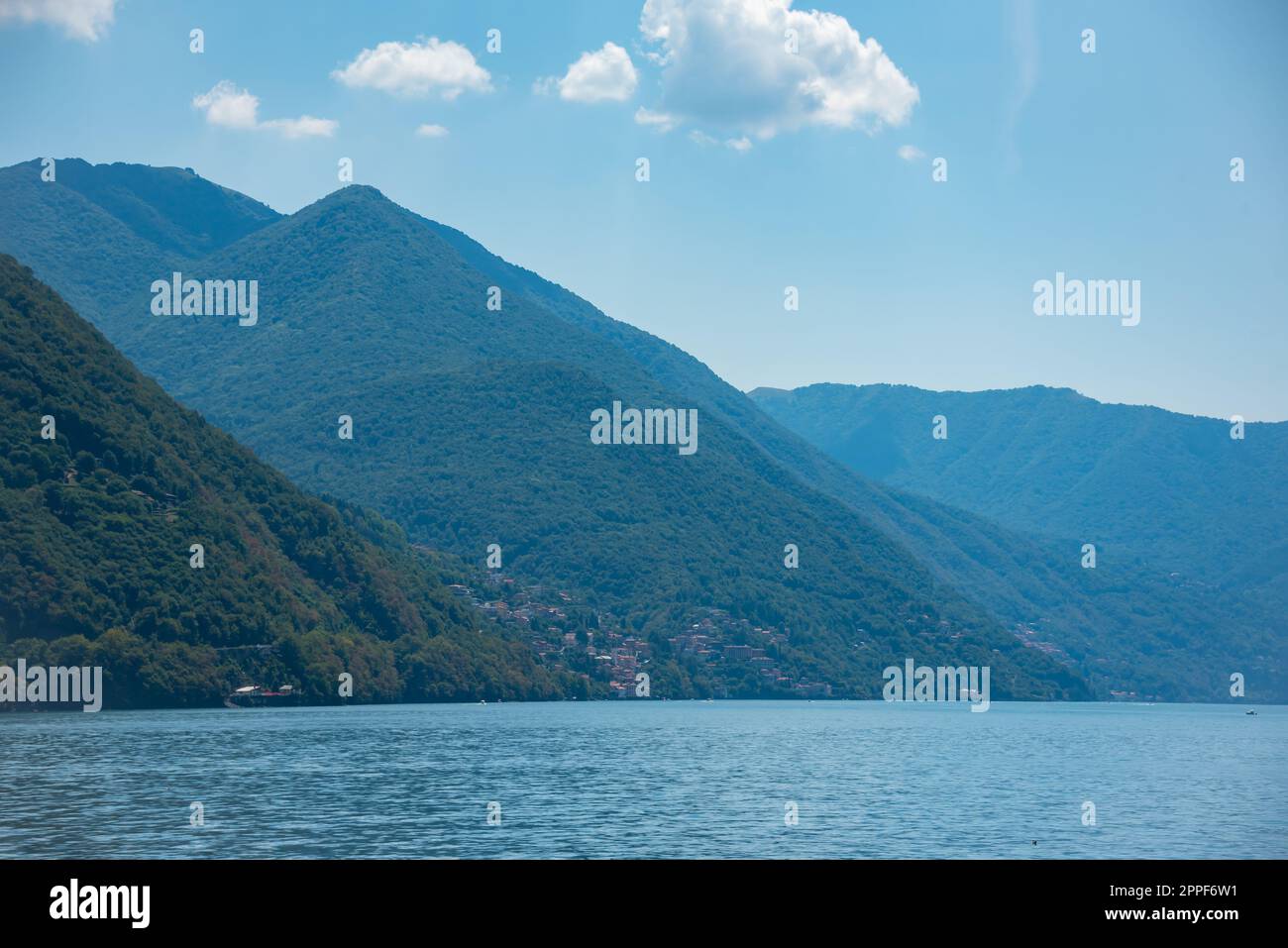 Lake Como. Natural landscape with mountains by lake Stock Photo - Alamy