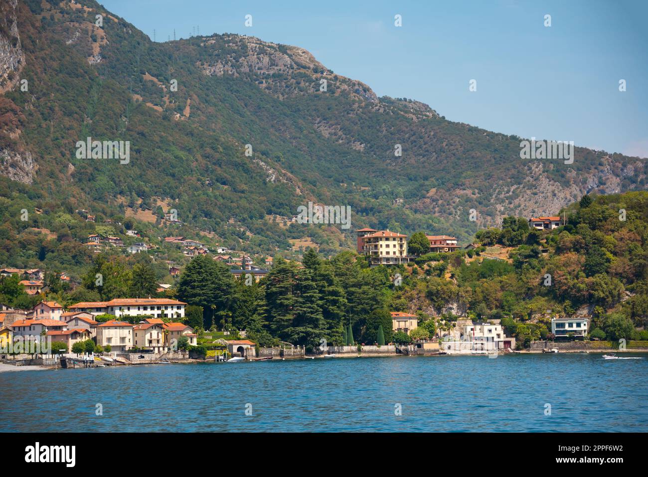 Lake Como. Natural landscape with mountains by lake Stock Photo - Alamy