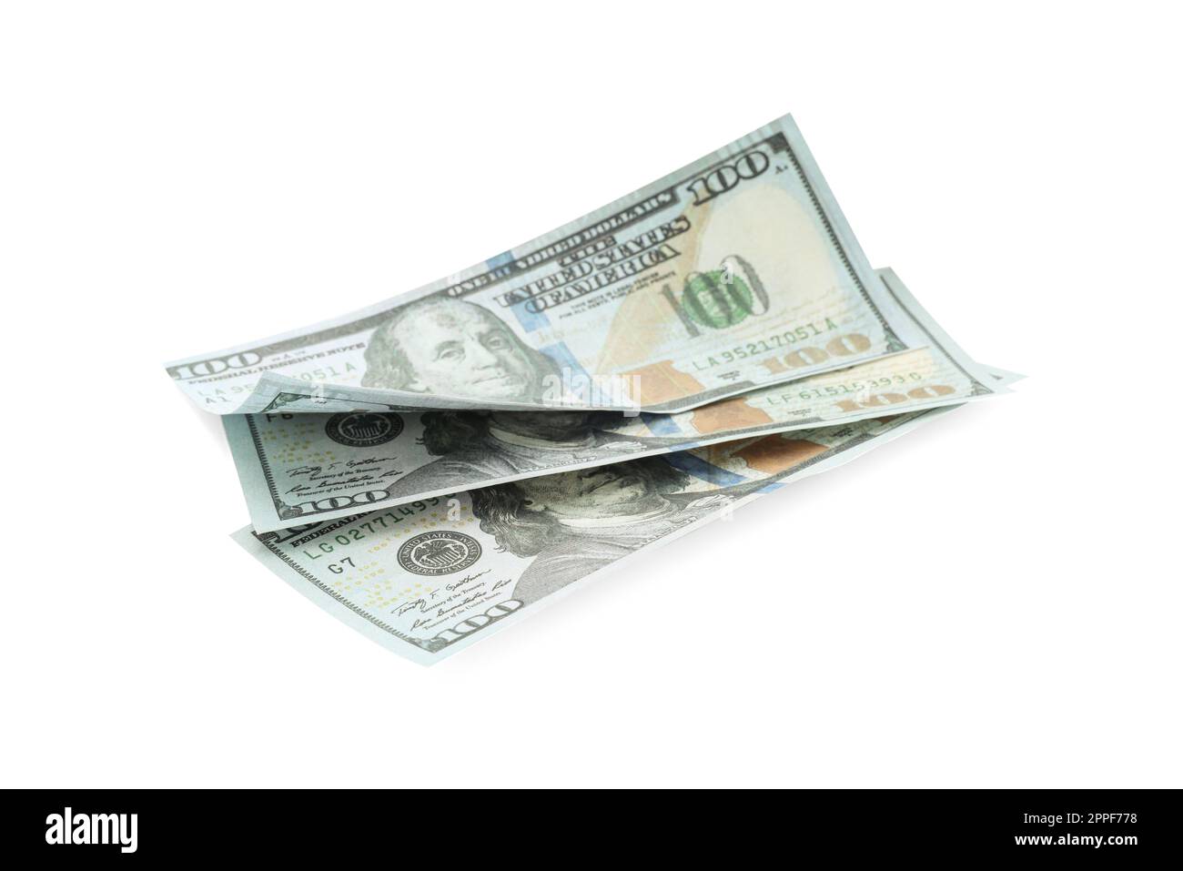 Dollar banknotes isolated on white. American national currency Stock ...