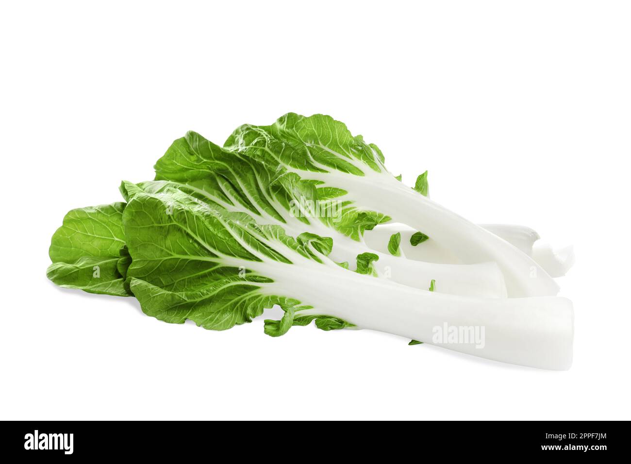 Fresh leaves of green pak choy cabbage on white background Stock Photo ...