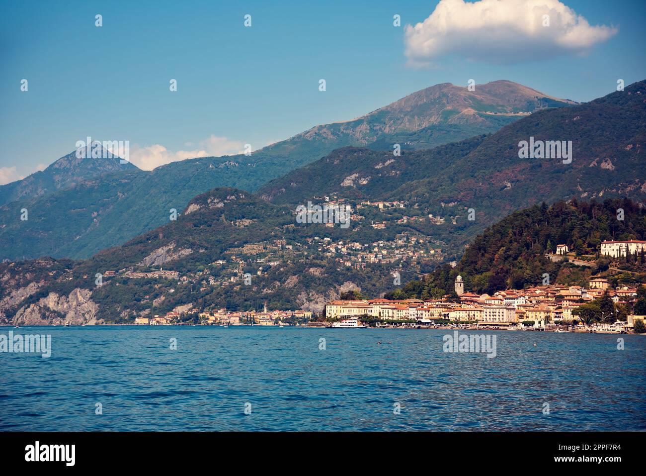 Lake Como. Natural landscape with mountains by lake Stock Photo - Alamy
