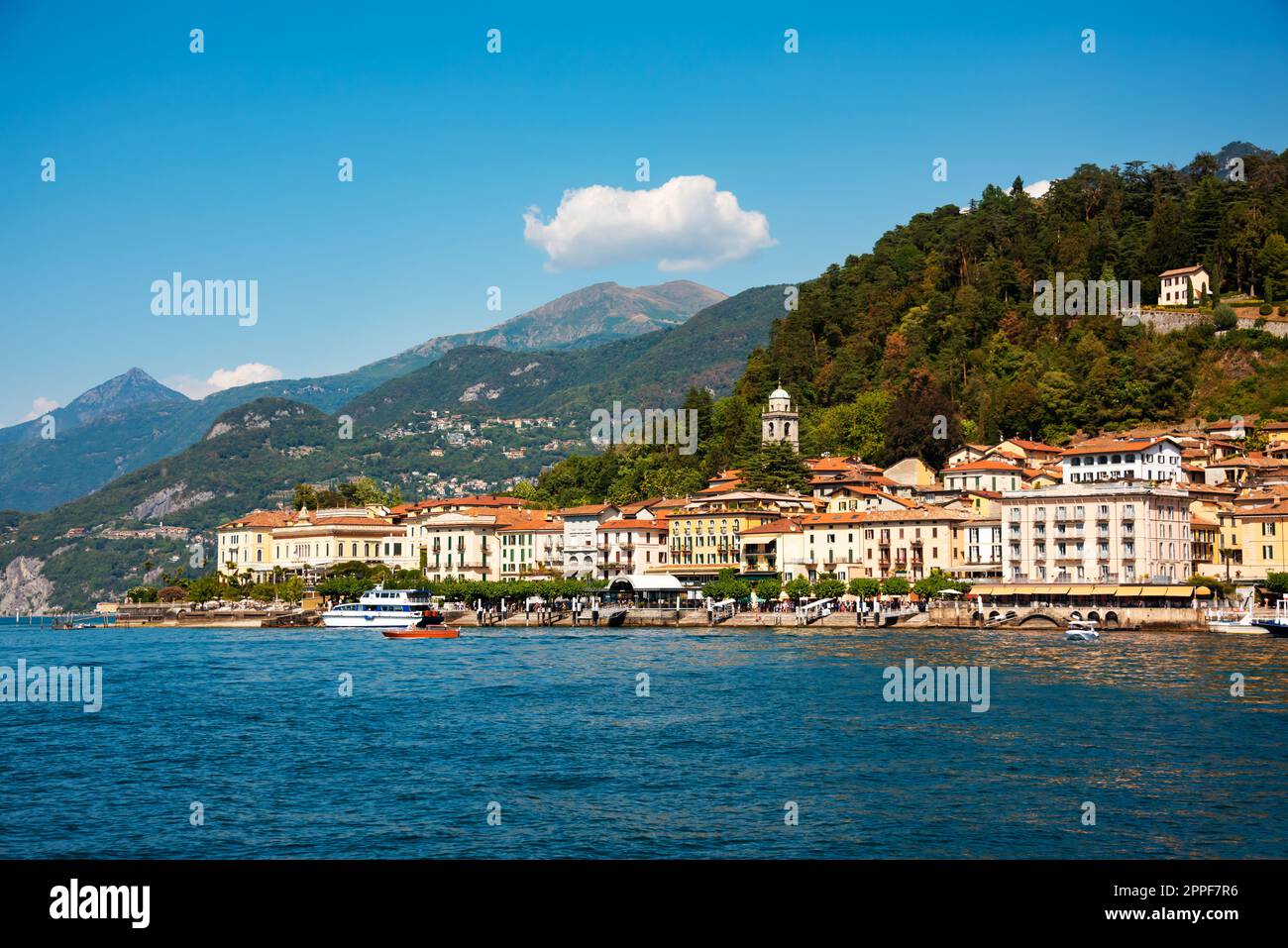 Lake Como. Natural landscape with mountains by lake Stock Photo - Alamy