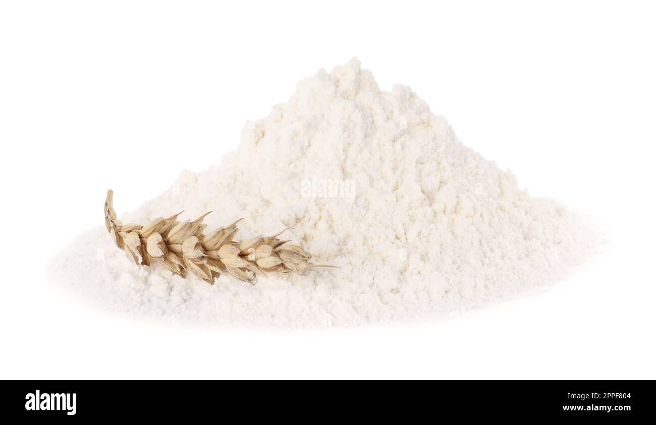 Pile of organic wheat flour isolated on white Stock Photo - Alamy