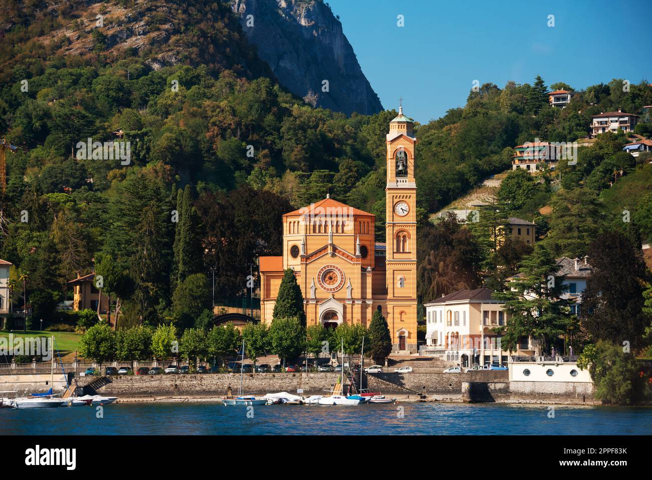 Lake Como. Natural landscape with mountains by lake Stock Photo - Alamy