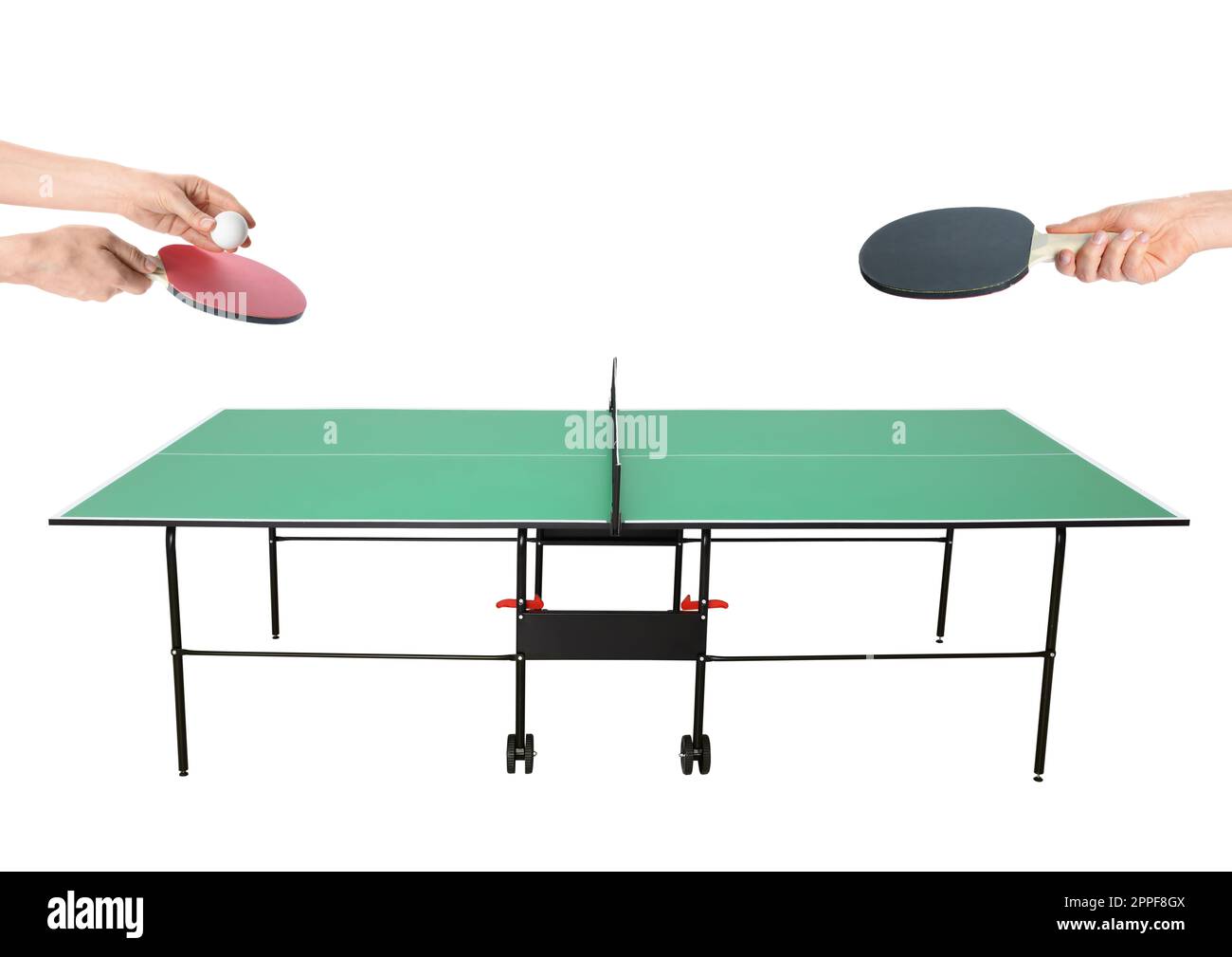 People playing ping pong on white background Stock Photo - Alamy