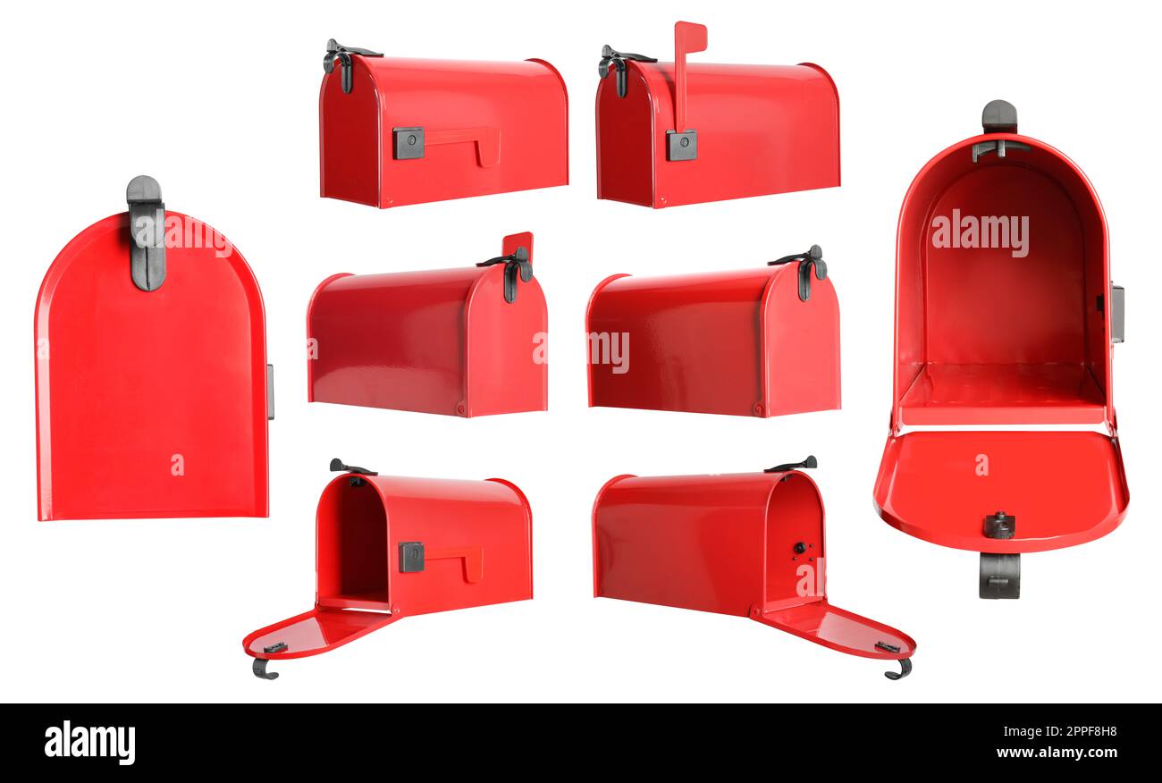 Set with red letter boxes on white background Stock Photo - Alamy