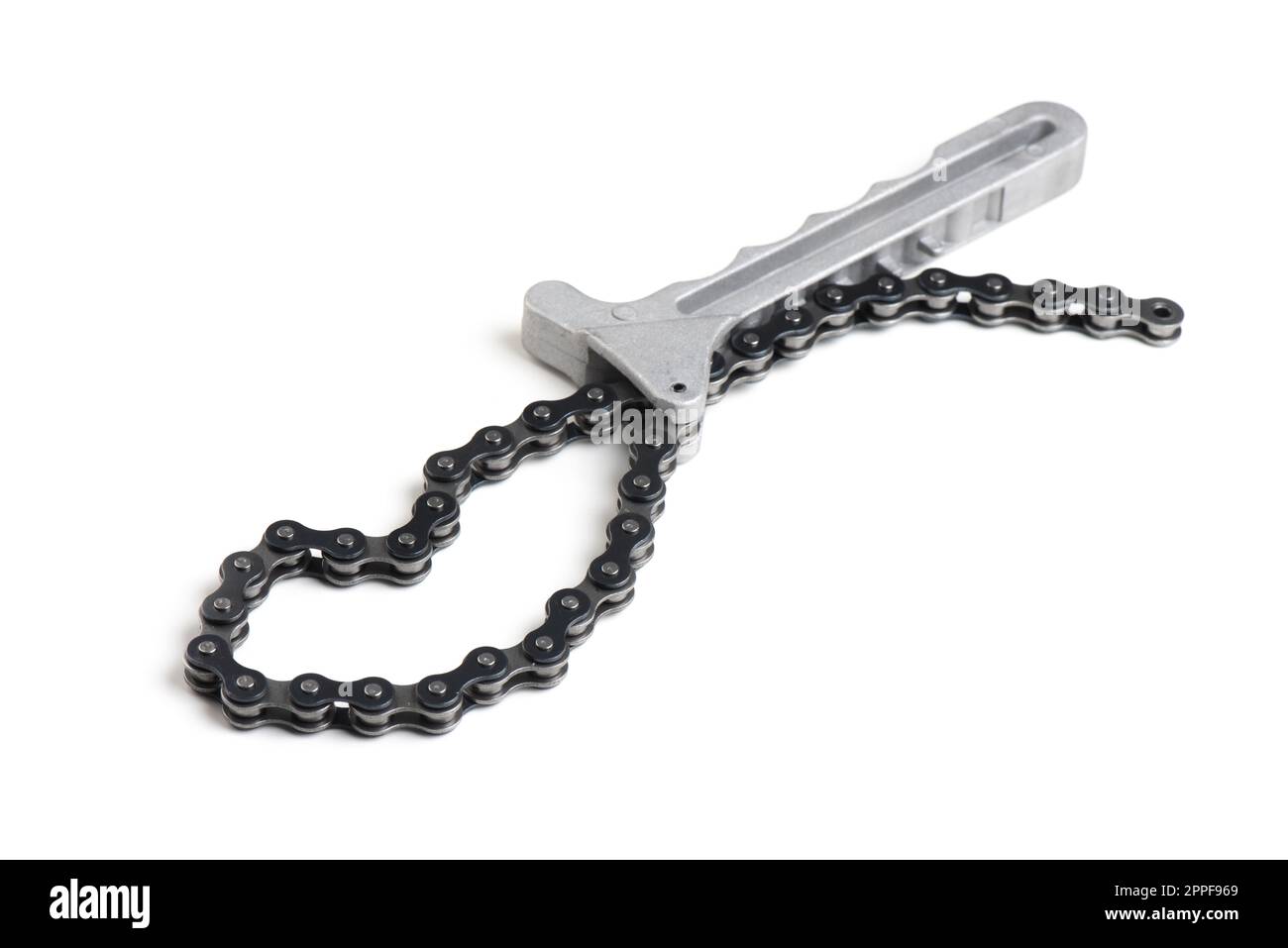 Chain wrench isolated over white background. Chain wrench used to ...