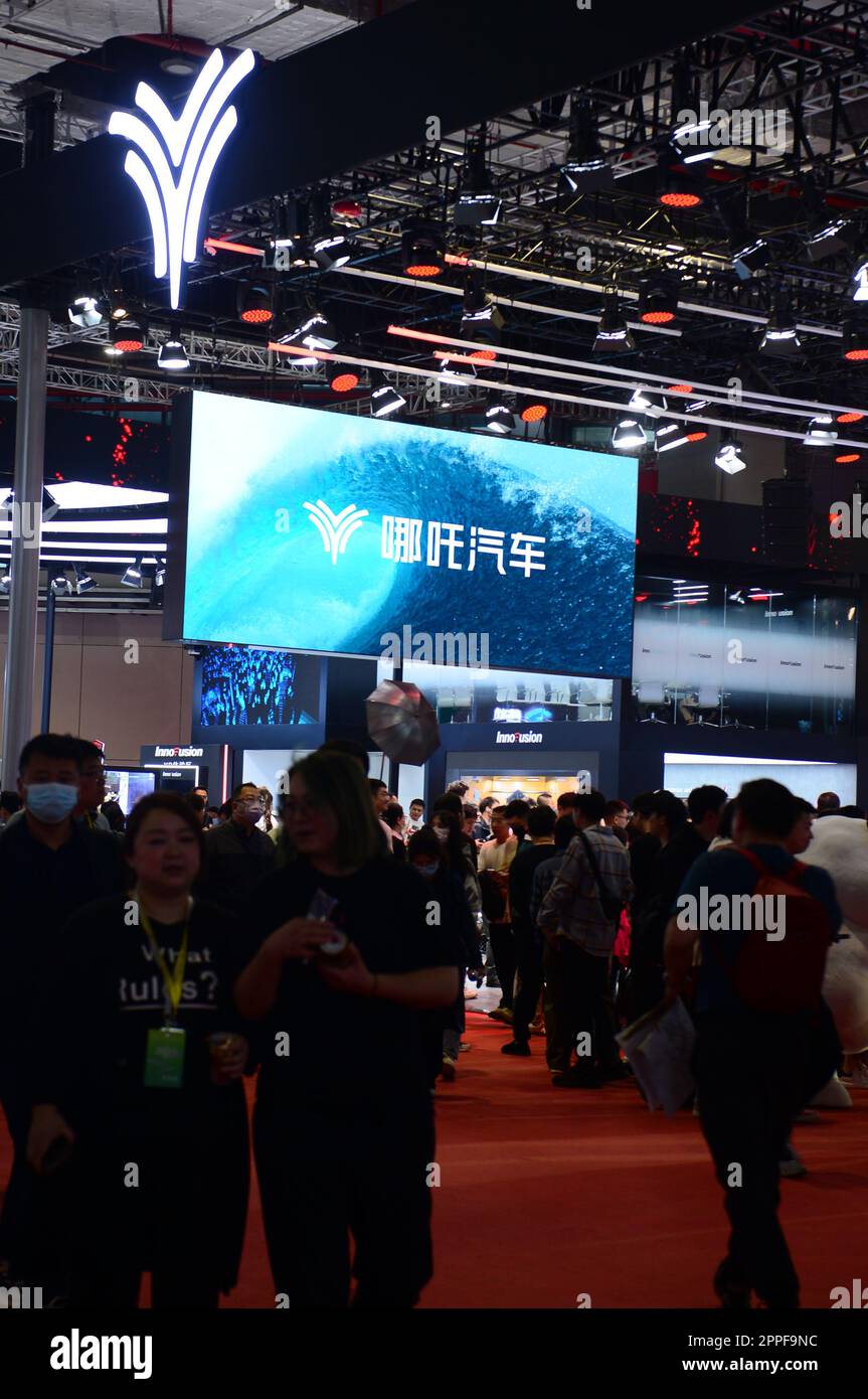 SHANGHAI, CHINA - APRIL 21, 2023 - A beautiful model is seen at the ...