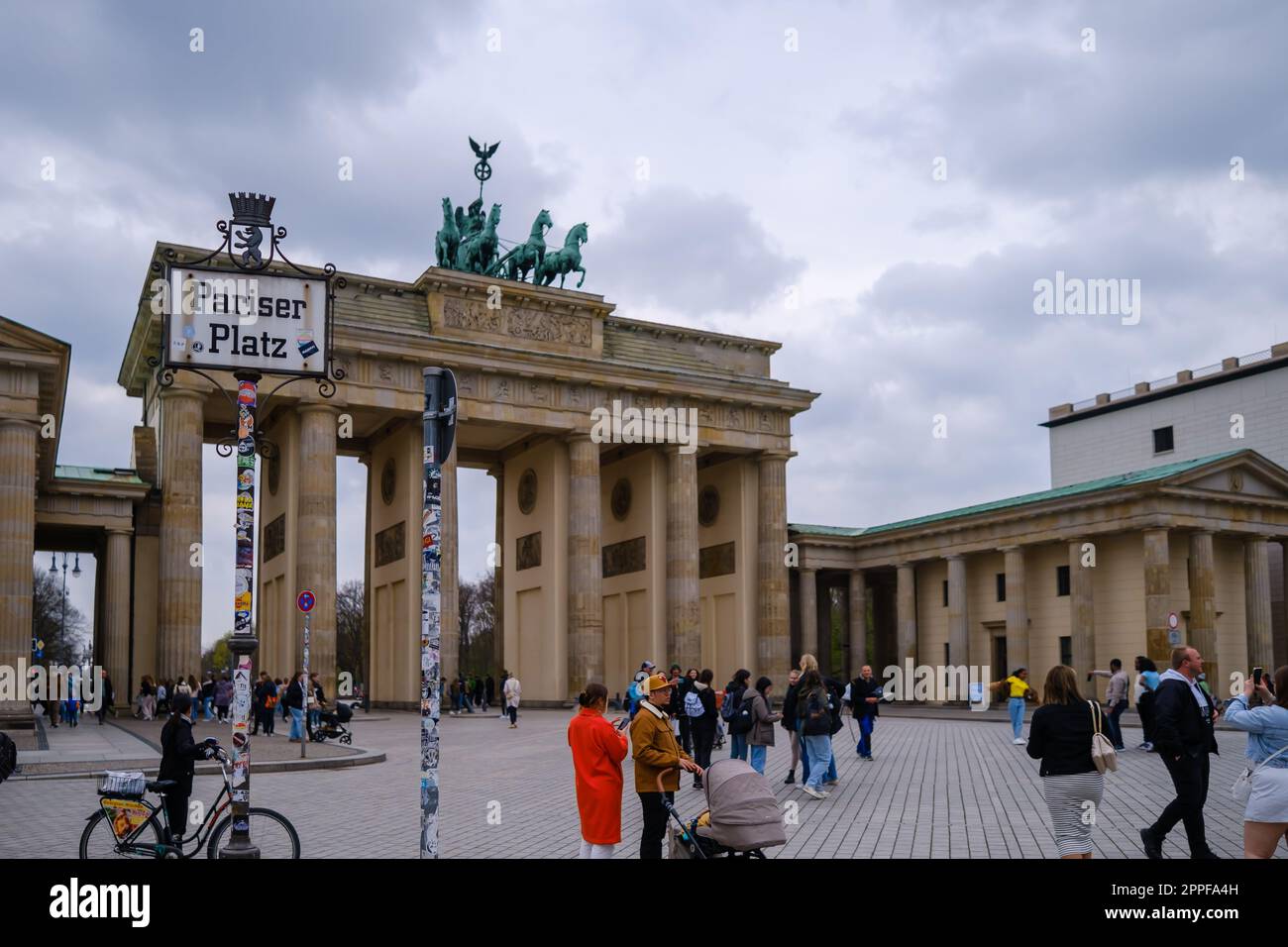 Berlin, Germany - April 18, 2023 : Panoramic view of the Brandenburg ...