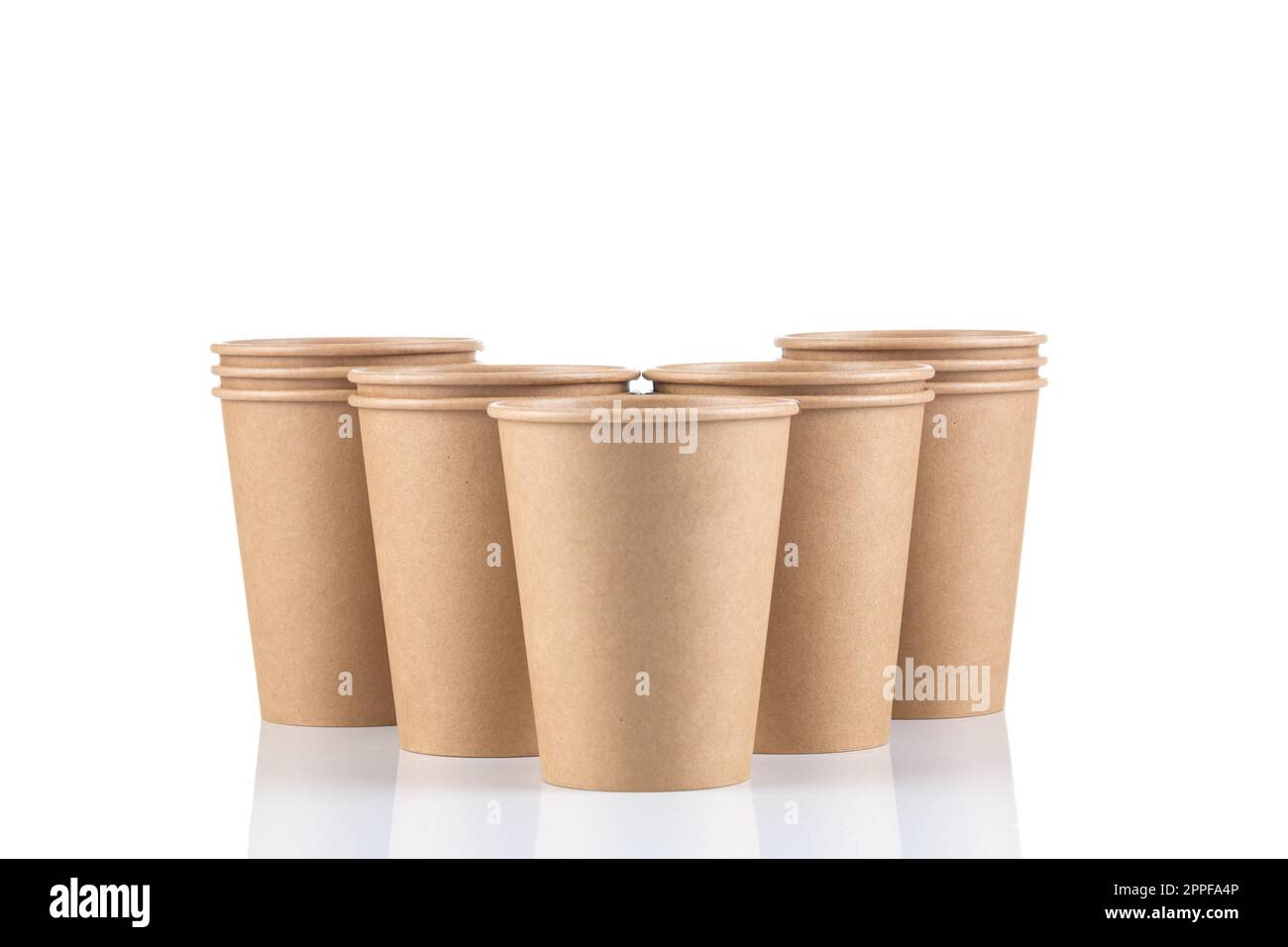 Empty disposable paper coffee cups isolated on white background Stock ...