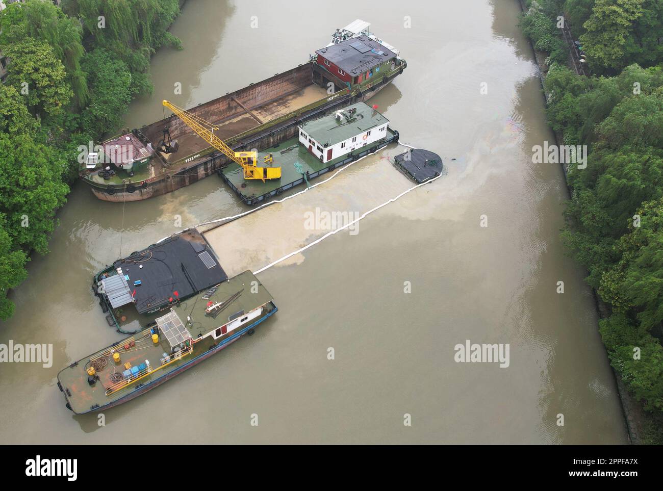 HANGZHOU, CHINA - APRIL 24, 2023 - Aerial photo shows a rescue ship ...