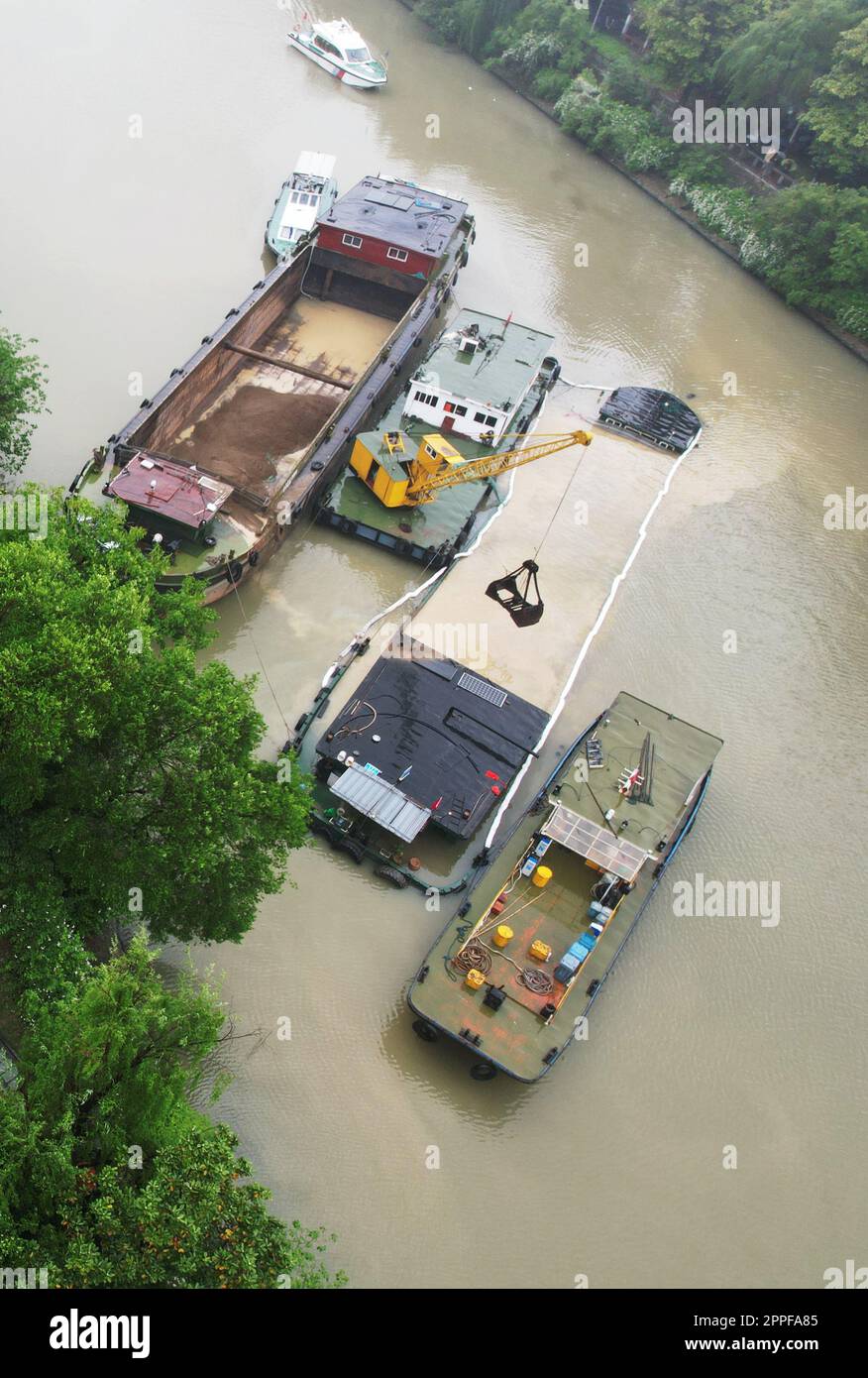 HANGZHOU, CHINA - APRIL 24, 2023 - Aerial photo shows a rescue ship ...
