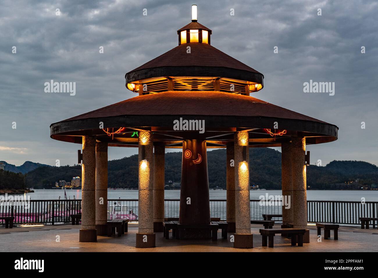 The Sun Moon Lake Pavilion in Taiwan Stock Photo - Alamy