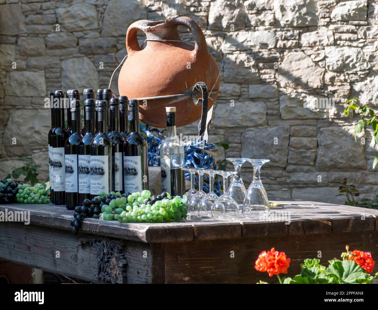 Free Commandaria wine tasting Lania village, Cyprus Stock Photo - Alamy