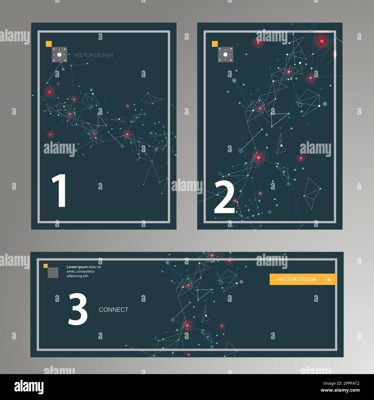 Cover template connect line art style on black background. Modern ...