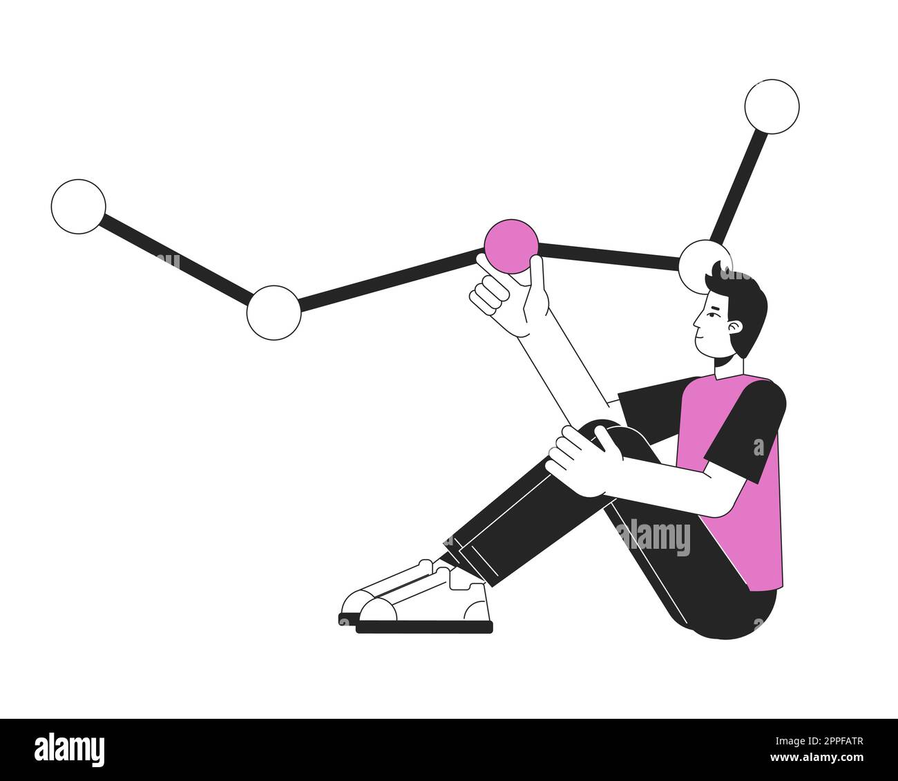 Guy with line graph flat line color vector character Stock Vector Image ...