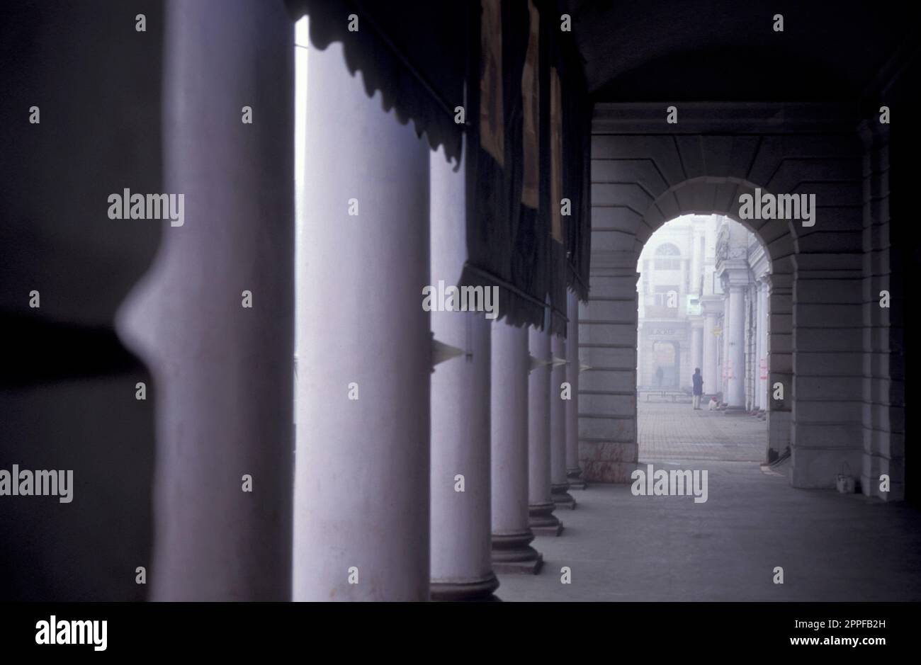 the shopping area of Connaught Place in the city of New Delhi in India ...