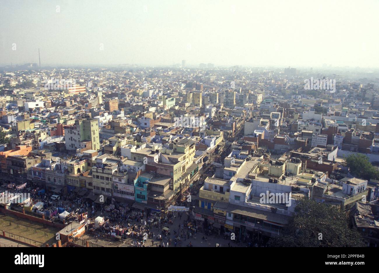 a view from the Minaret of the Jama Masjid Mosque in the city of Old ...