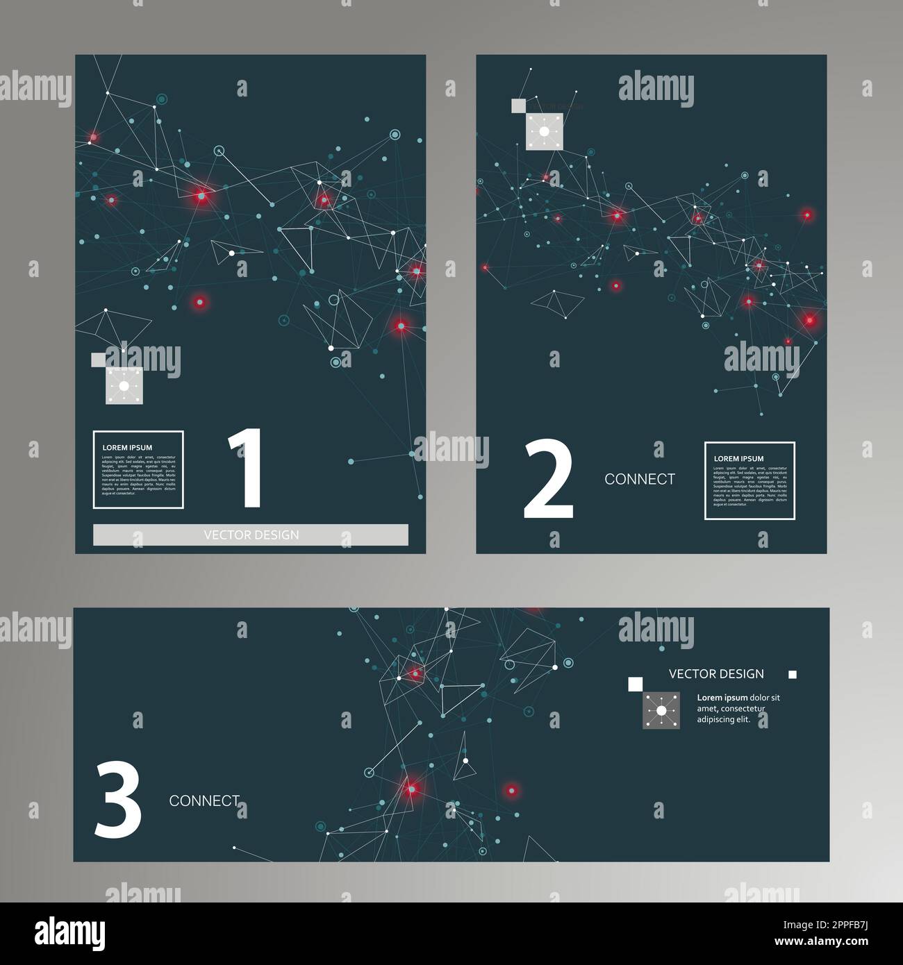 Cover template connect line art style on black background. Modern ...