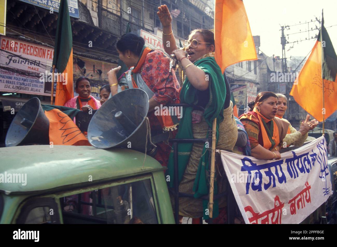 a election Campaign in the old Town of Old Delhi in the city of Delhi ...