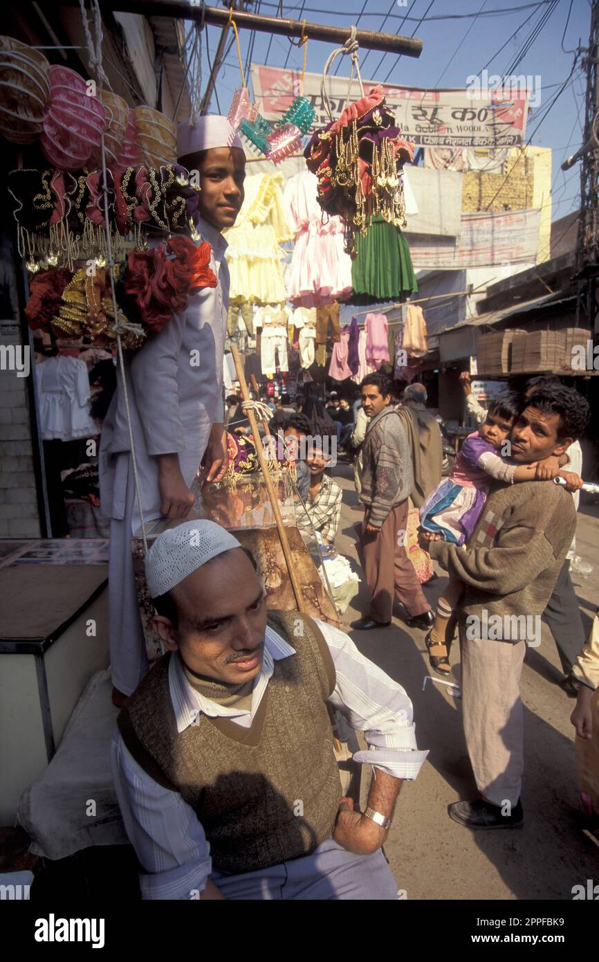 a Bazar and Market in the old Town of Old Delhi in the city of Delhi in ...