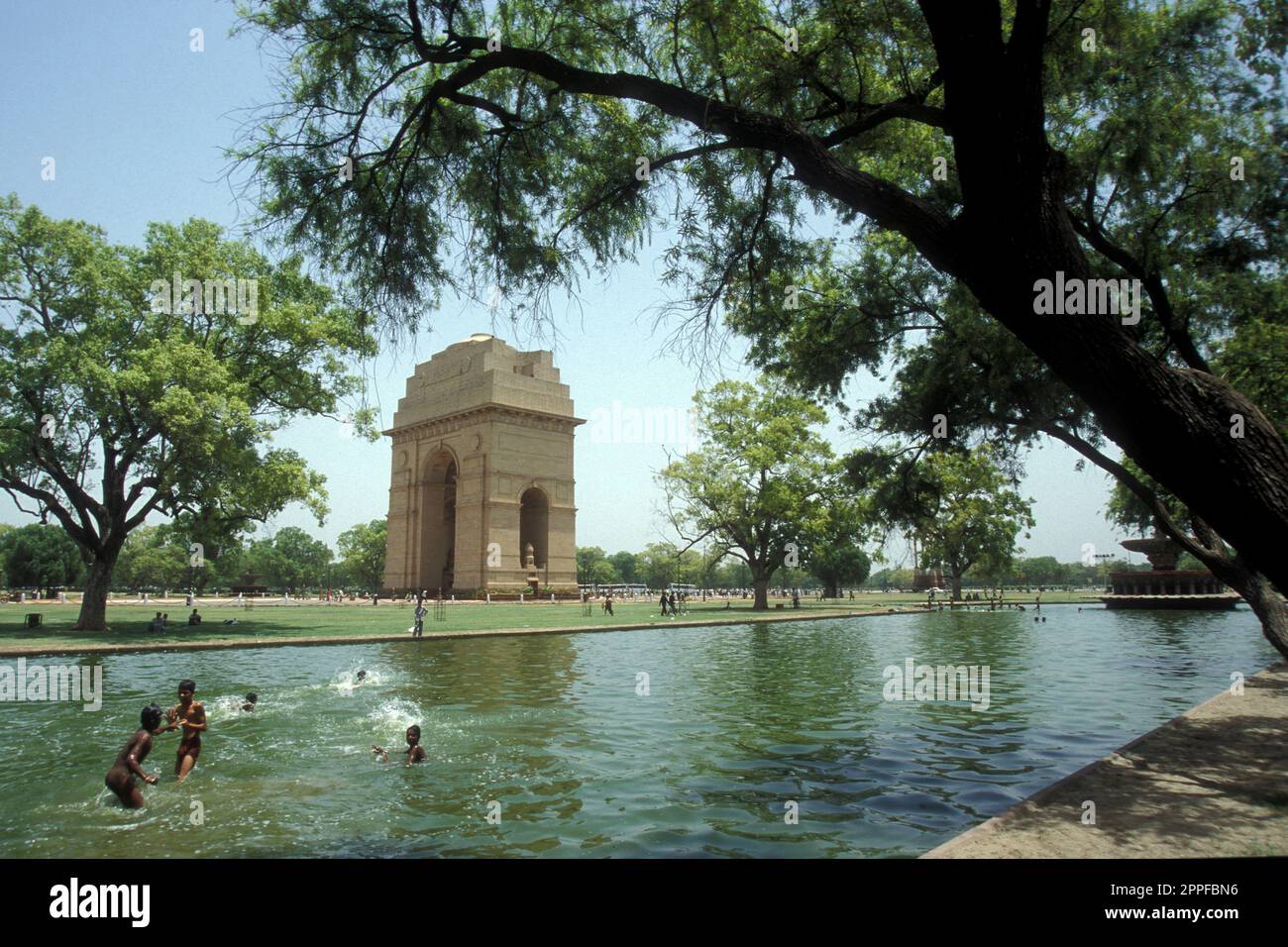 the Delhi Gate in the city of New Delhi in India. India, Delhi, Februar ...