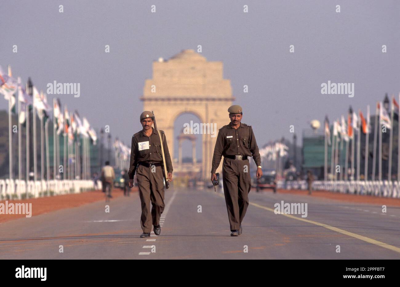security, police and army in front of the Delhi Gate in the city of New ...