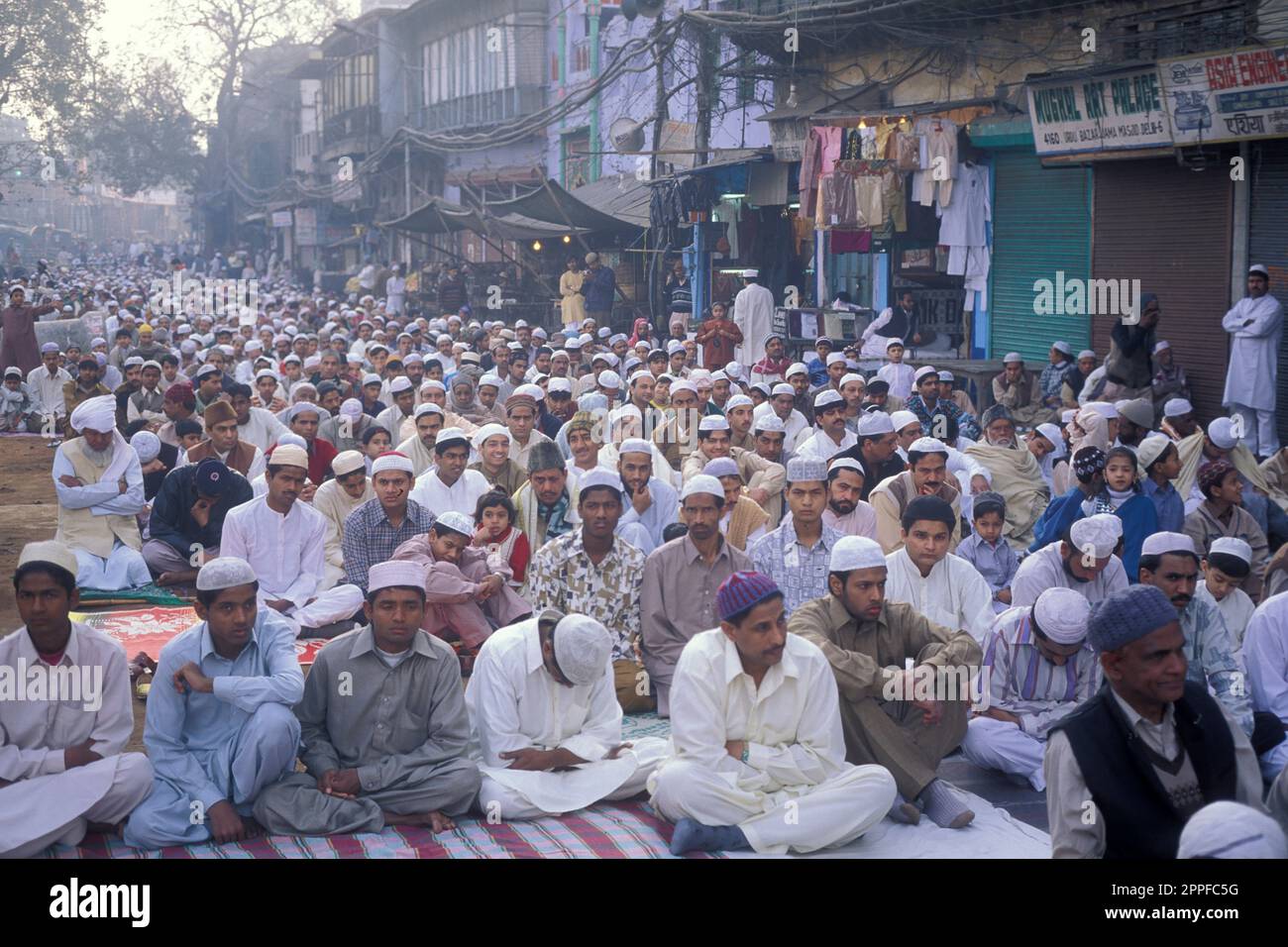 Muslim People pray at the Break Ramadan Fest in front of the Jama ...