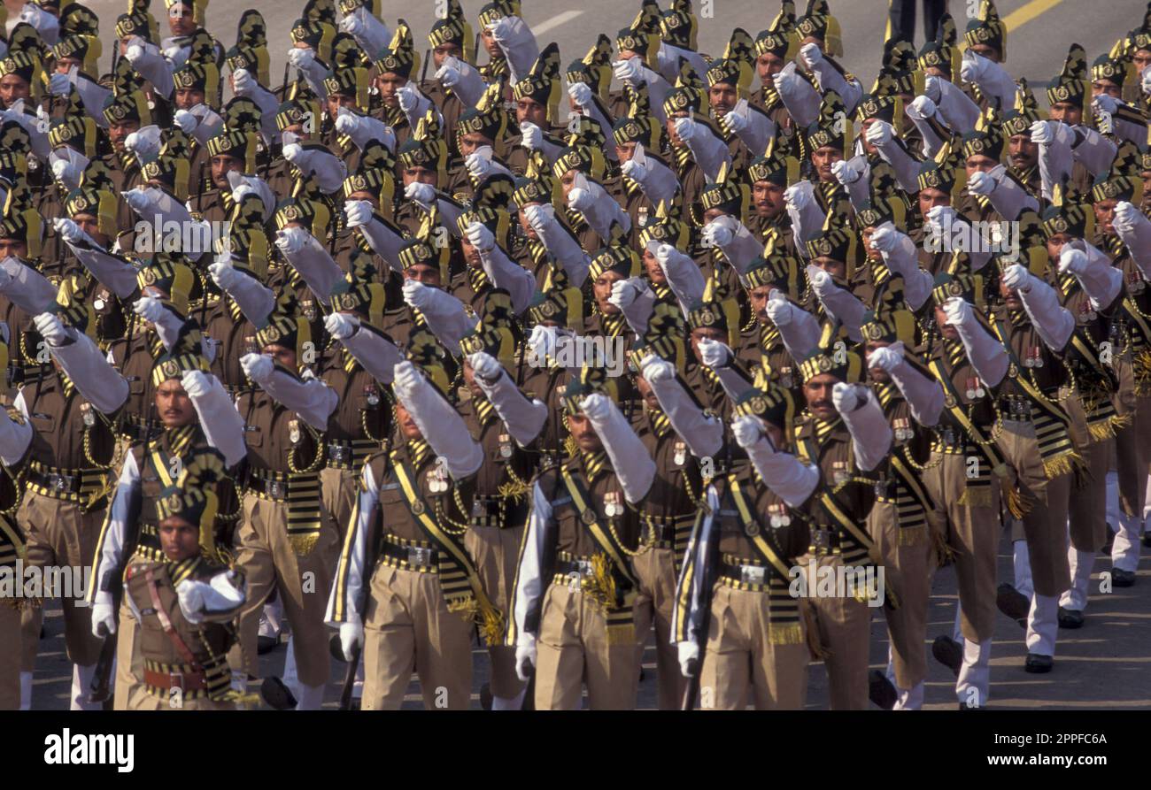 a view with soldiers a the Parade at the Republic Day on January, 26 ...