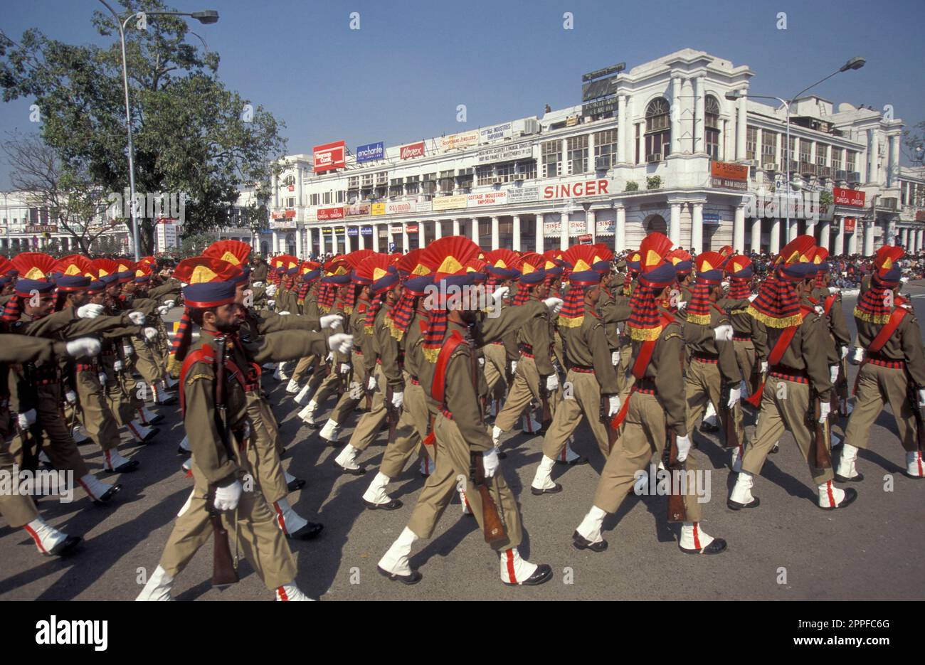 a view with soldiers a the Parade at the Republic Day on January, 26 ...